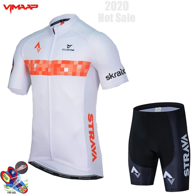 2021 Pro TEAM STRAVA cycling jersey set 19D gel bike shorts suit MTB m ...